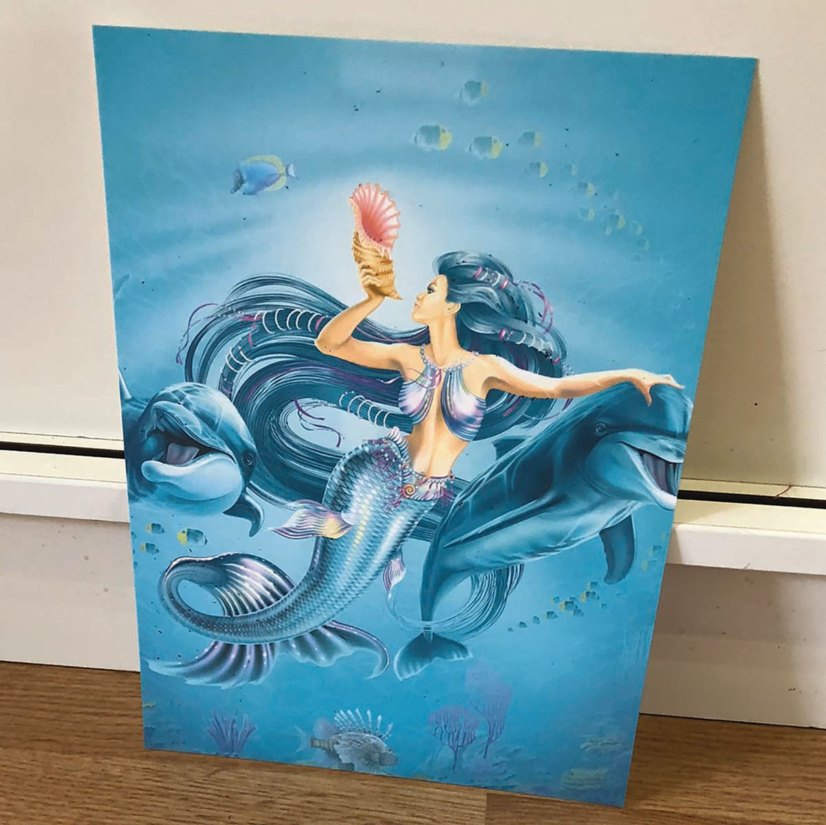 Blue Mermaid with Sea Shell Etch Art - Chooze