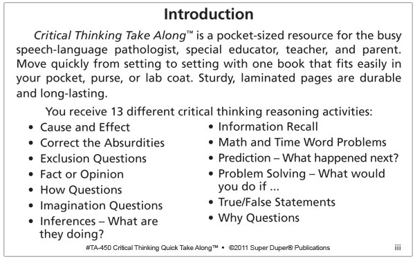 Critical Thinking Quick Take Along - Chooze