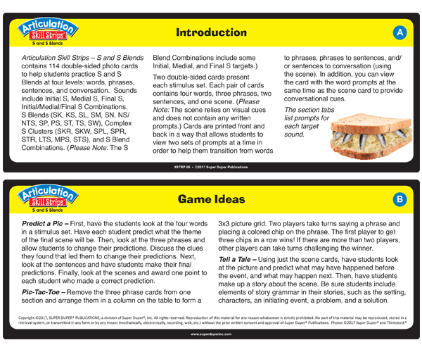 Articulation Skill Strips - S and S Blends - Chooze – The Seriously ...