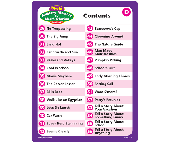 Photo Auditory Memory for Short Stories Fun Deck - Chooze