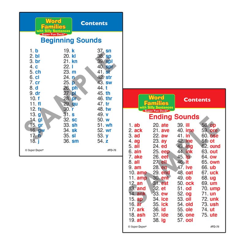 Word Families with Silly Sentences - Super Fun Deck - Chooze